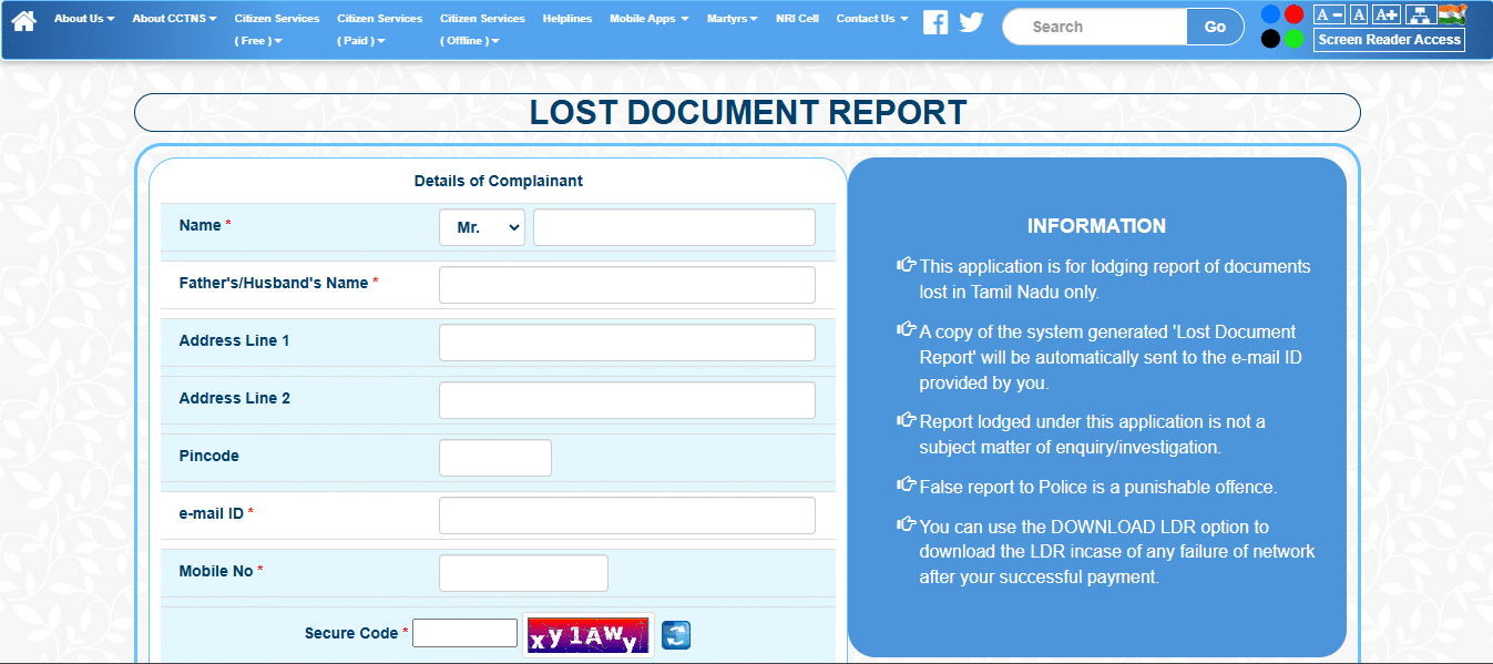 TN Police Online Complaint Status Check 2025: Document Missing Online ...