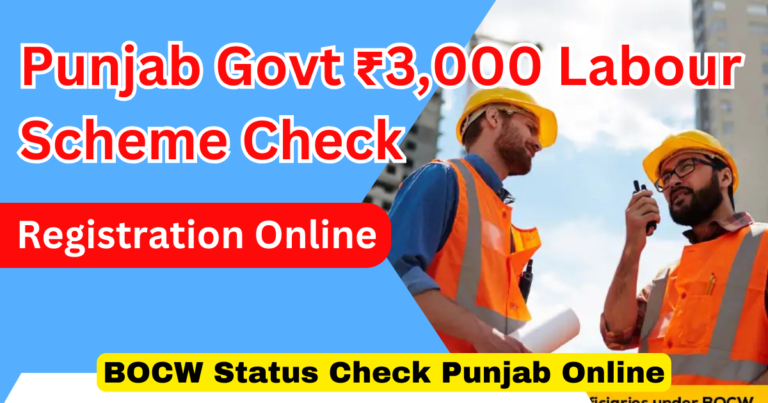 Punjab Govt ₹3,000 Labour Scheme Check, BOCW Status Check Punjab Online ...