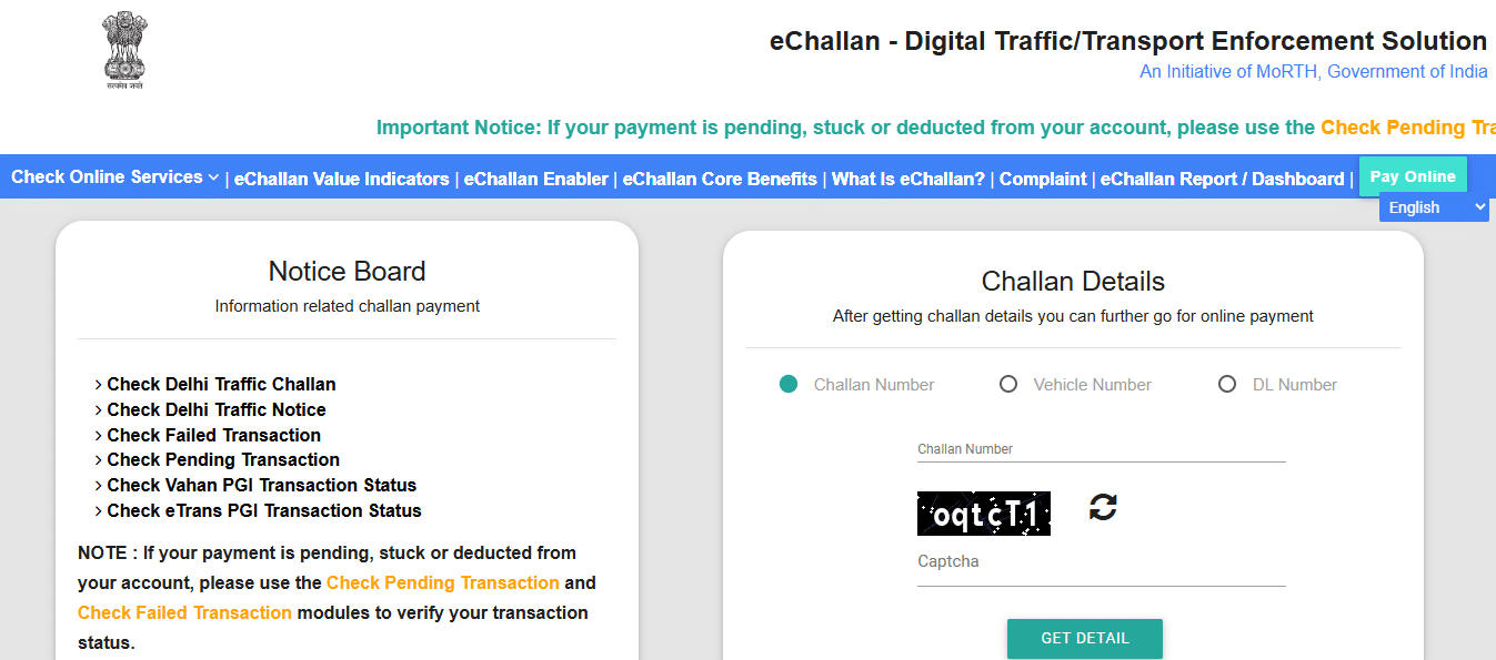 WB Traffic Challan Online Payment At Echallan.parivahan.gov.in Online ...