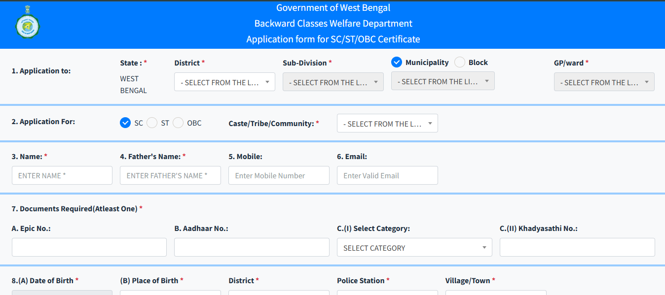 Caste Certificate WB 2025: Apply Online, Download PDF & Check Status ...