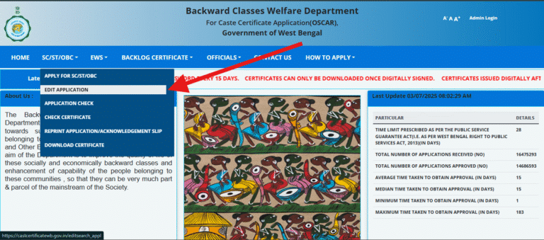 Caste Certificate WB 2025: Apply Online, Download PDF & Check Status ...
